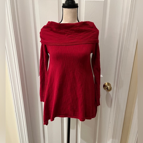 Knox Rose | Tops | Red Swing Tunic Top With Wide Cowl Neck Sweater Xs ...